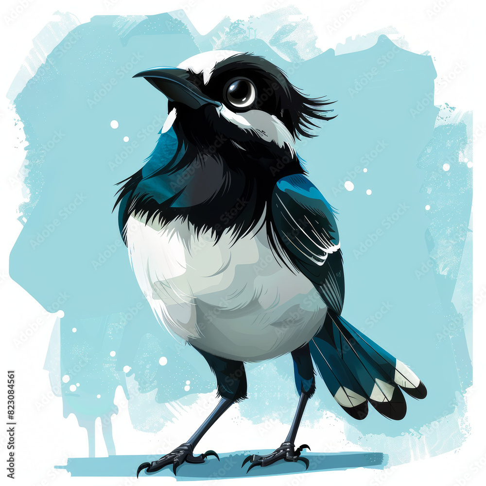 Cartoon Caricature of a Magpie. Generated Image. A digital illustration ...