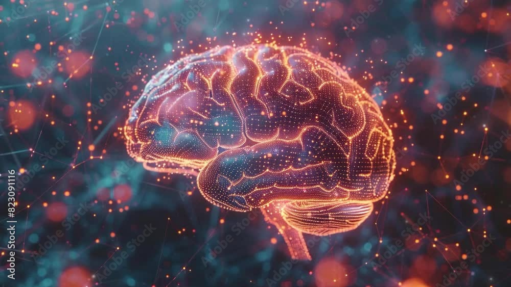 Brain anatomy. Human brain animation. Neuronal activity in the human ...