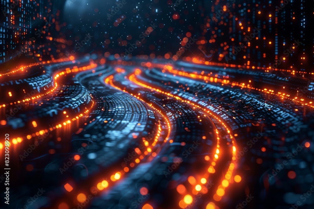 Abstract technology background. In this digital oasis, the convergence ...