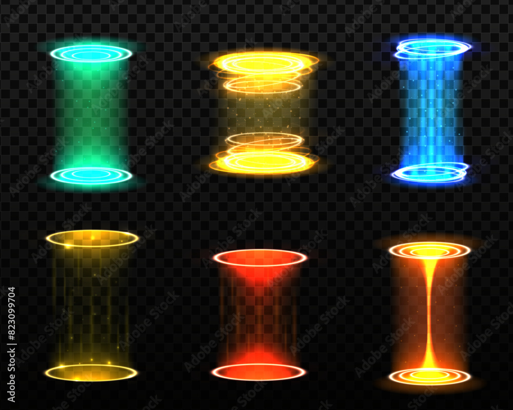 Level up effect and teleportation process game effect. Realistic ...