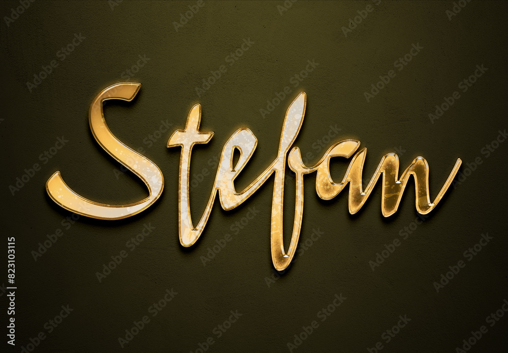 Old gold text effect of German name Stefan with 3D glossy style Mockup ...