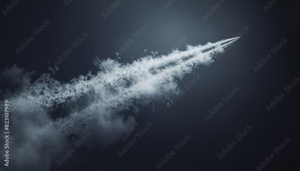 A modern illustration of a jet trailing smoke, depicting condensate ...