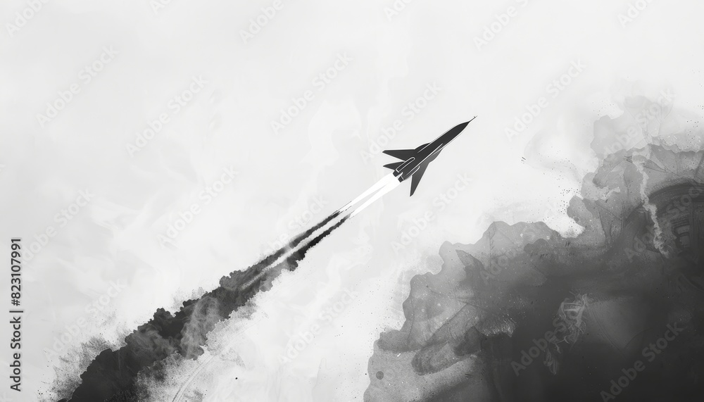 Photo & Art Print A modern illustration of a jet trailing smoke ...