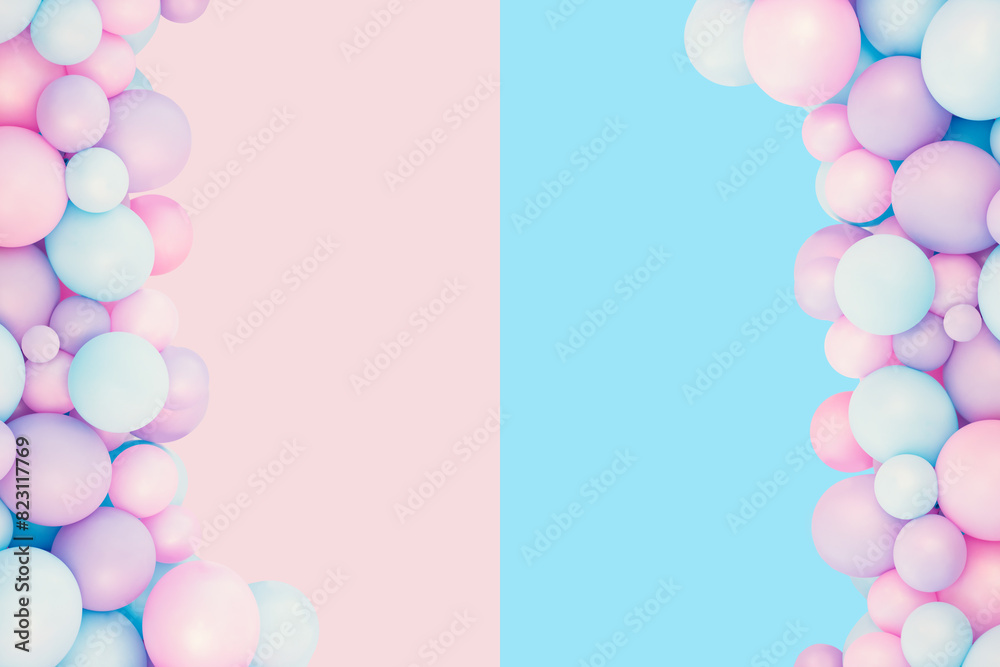 gender party background. boy or girl. Baby shower party. Flat lay ...