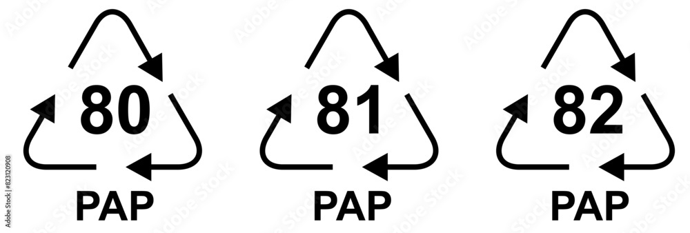 Recycling paper mark. Ecological recycling codes. Zero waste. Vector ...