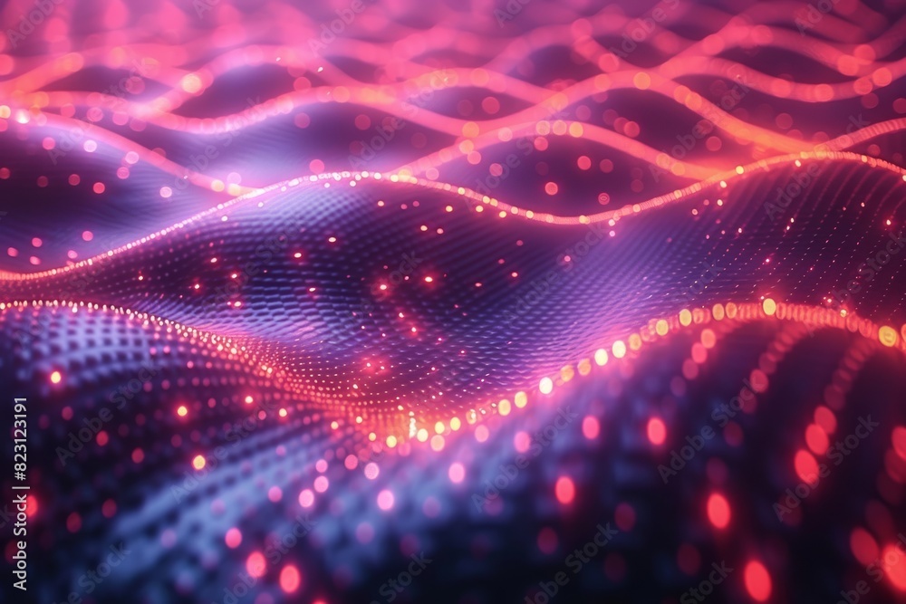 Abstract technology background. Amidst the neon-lit expanse, the soft ...