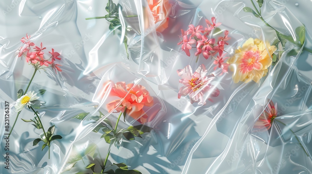 A realistic plastic wrap overlay for album cover art design with a ...