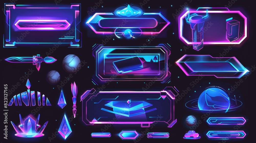 The space stream overlay. Game twitch user interface frame, streaming ...