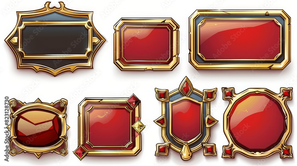 RPG game user interface elements isolated on a background of empty old ...