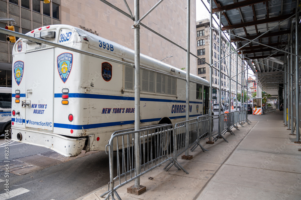 New York, NY, USA 05-13-2024 New York Correction prison bus in front of ...