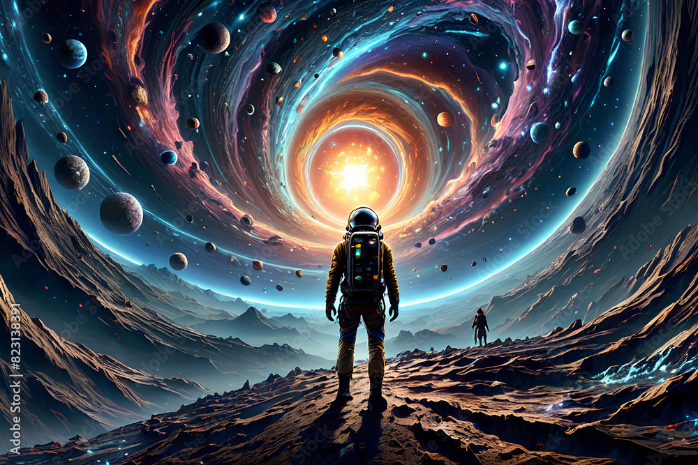 A cosmic wanderer traverses the void, seeking answers among the stars ...