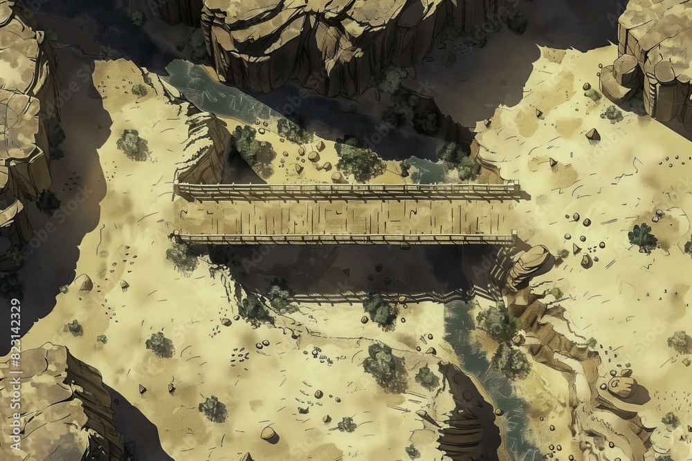 DnD Battlemap Desert bridge battlemap - Travel across sandy terrain ...