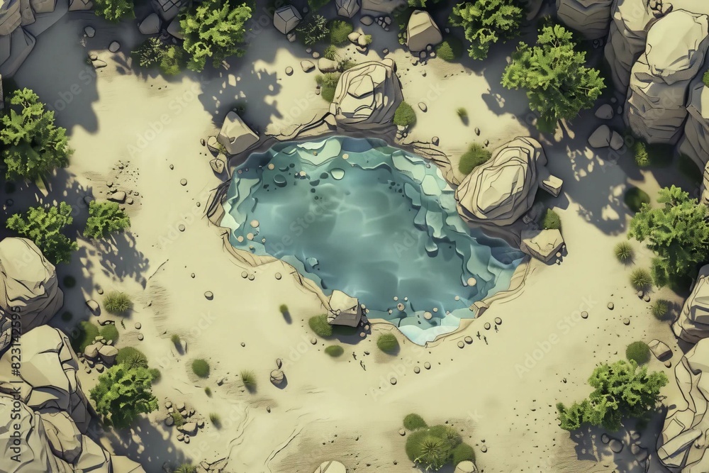DnD Battlemap Desert Oasis Battlemap - Image depicting a desert oasis ...