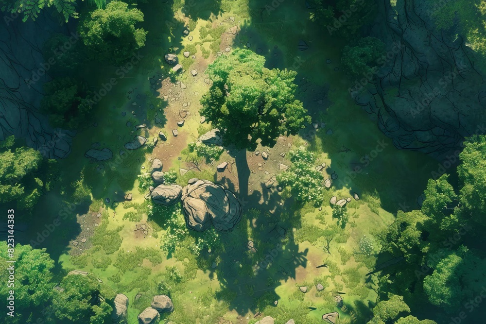 DnD Battlemap Elven clearing: Majestic forest glade among tall trees ...