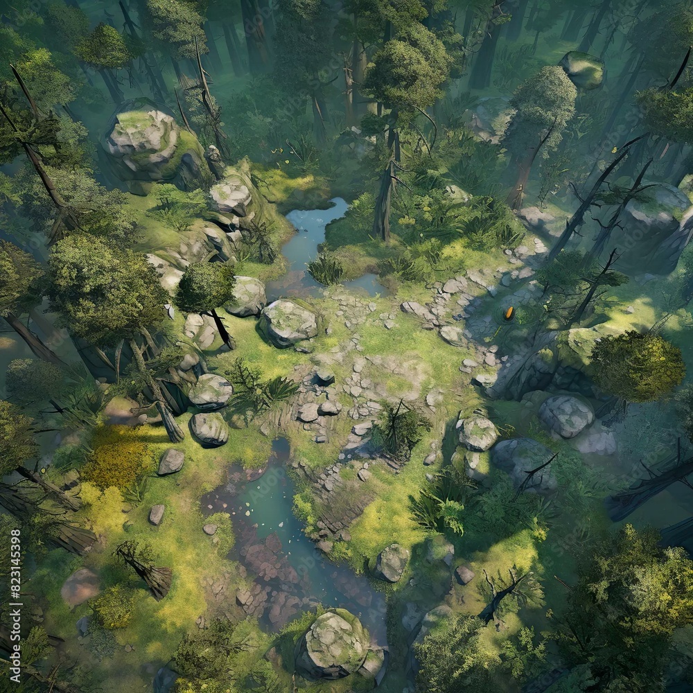 DnD Battlemap Enchanted Woodscape View from Sky - Magnificent aerial ...