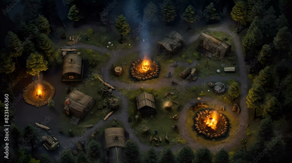 DnD Battlemap Forest fire ravaging trees, captured in image. Stock ...