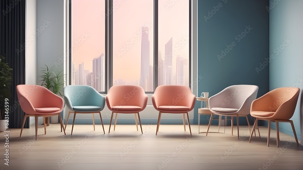 Empty seats set created for group therapy in a psychologist's office ...