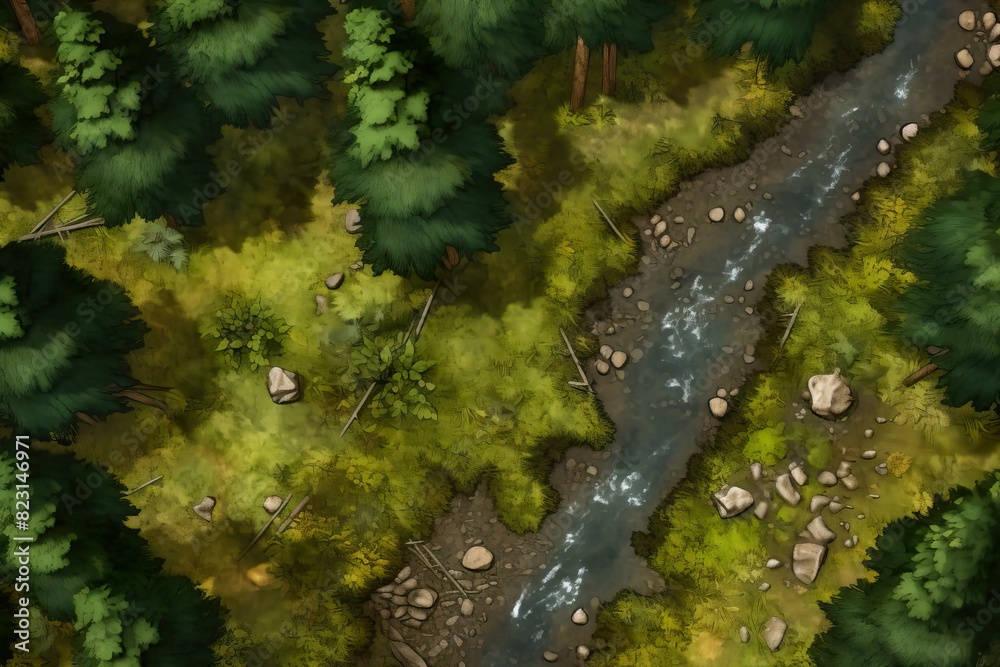 DnD Battlemap Forest Battlemap: Dense Woods. Un chemin serpente à ...