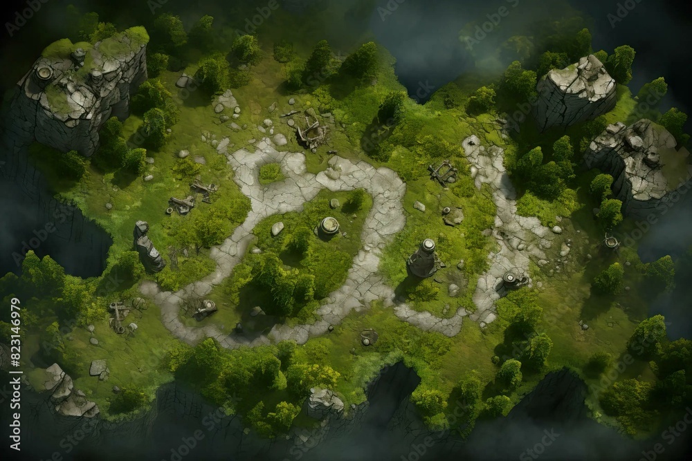 DnD Battlemap Forest battlefield - Dense trees and clearing - War scene ...