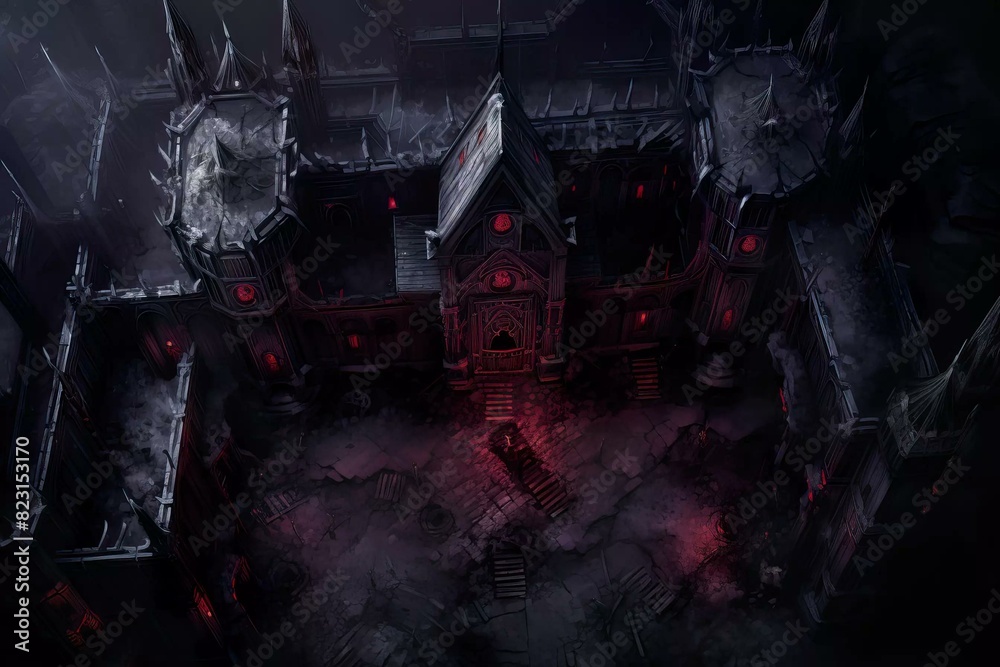 DnD Battlemap A dark castle in a demonic realm with a demon. Stock ...