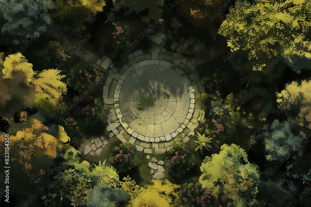 DnD Battlemap Sacred Grove battlemap with ruins and pond. Stock ...
