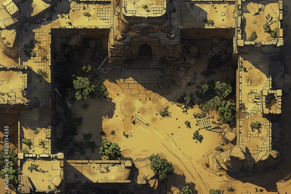 DnD Battlemap Sandstorm Ruins Battlemap: Desert ruins with sandstorm ...