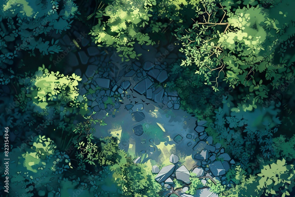 DnD Battlemap Shadow Forest Battlemap: Dense forest with path and ...