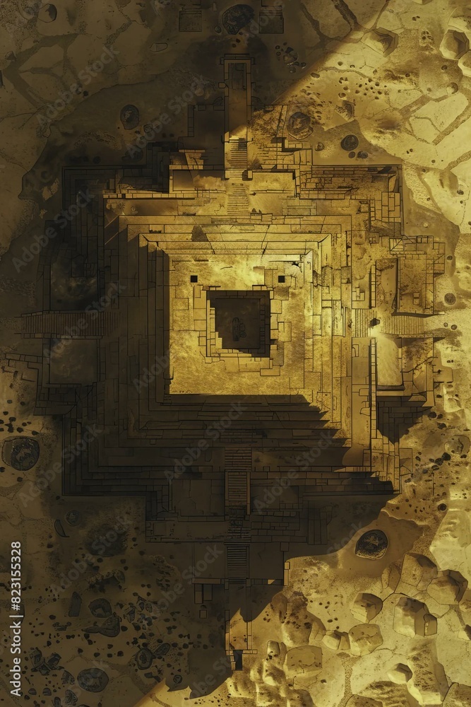 DnD Battlemap Ziggurat in a Desert Landscape. Stock Illustration ...