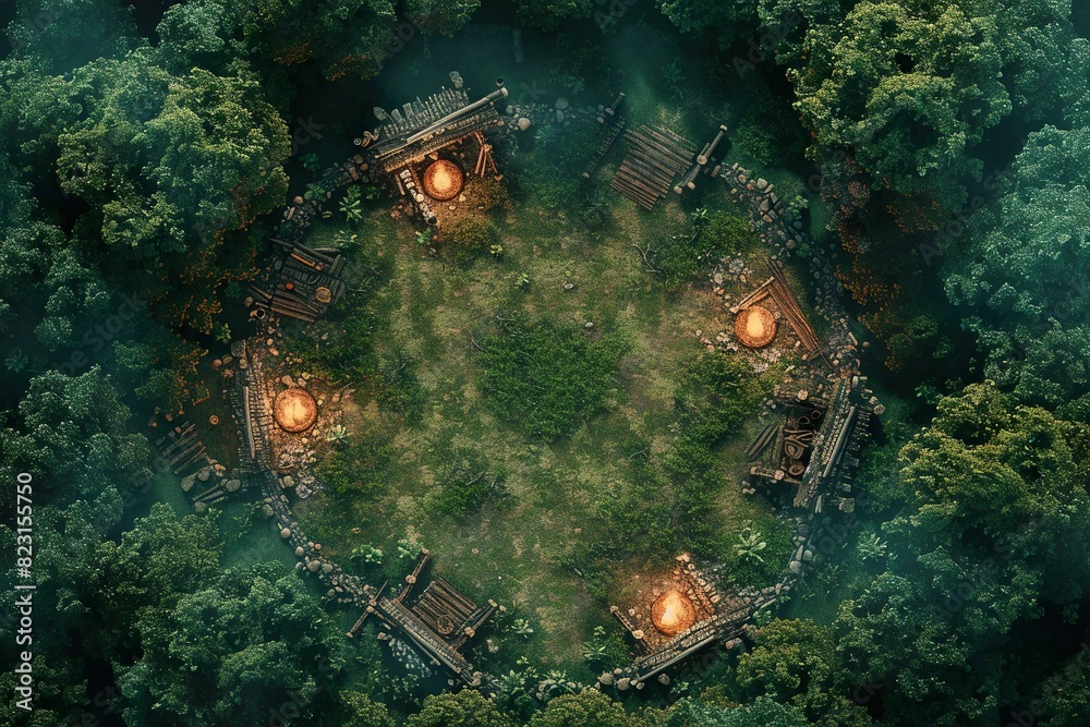 DnD Battlemap Firecamp battlemap with trolls - A fiery battleground ...