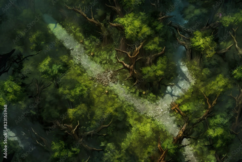 DnD Battlemap Virtual Map: Detailed fantasy medieval town view. Stock ...