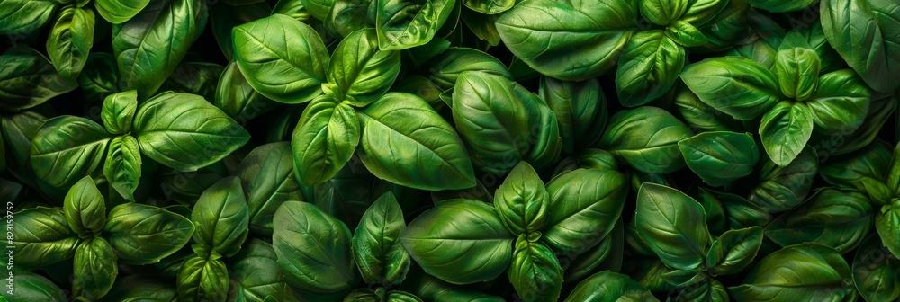 Many fresh Basil leaves texture background, fragrant spices pattern ...