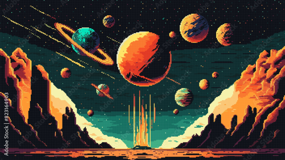 Generative AI, space planets and galaxy universe landscape, vector AI ...