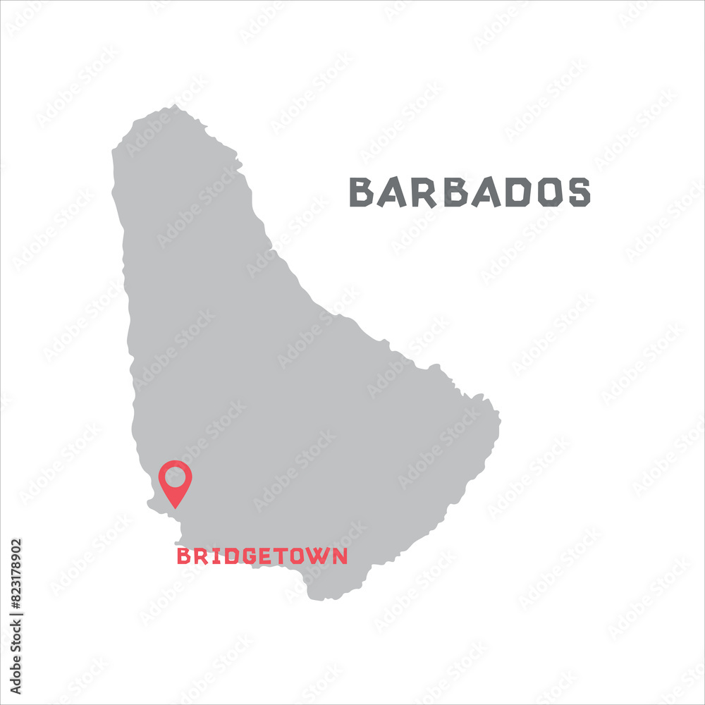 Barbados vector map illustration, country map silhouette with mark the ...