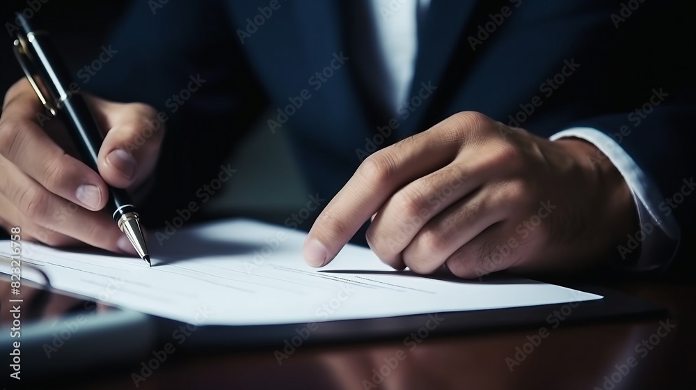 Successful Businessman Completing Online Survey Questionnaire with ...