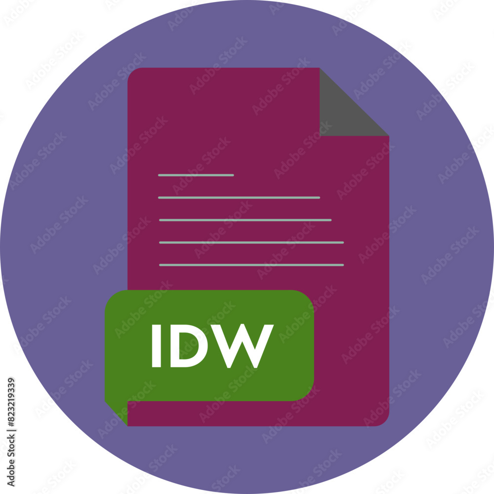IDW File Extension icon black color Crisp Corners circular shape Stock ...