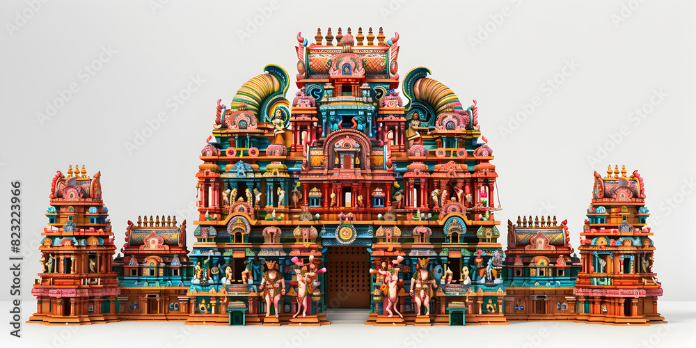 3d model of the meenakshi amman temple on white, Meenakshi Amman Temple ...