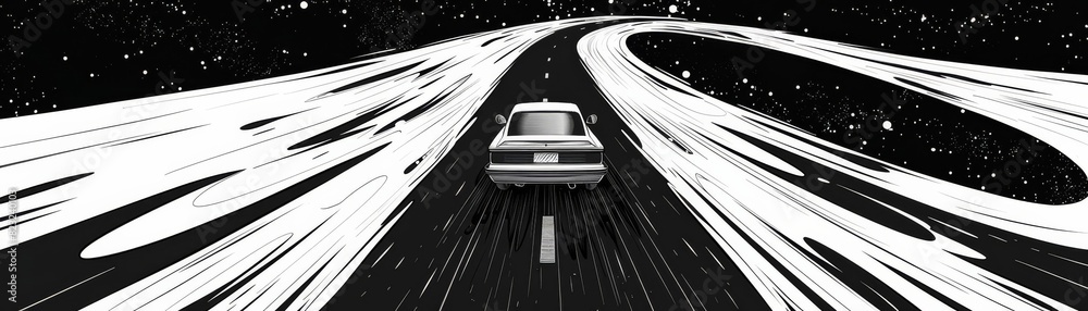 Running after time winding road flat design top view time stretches ...