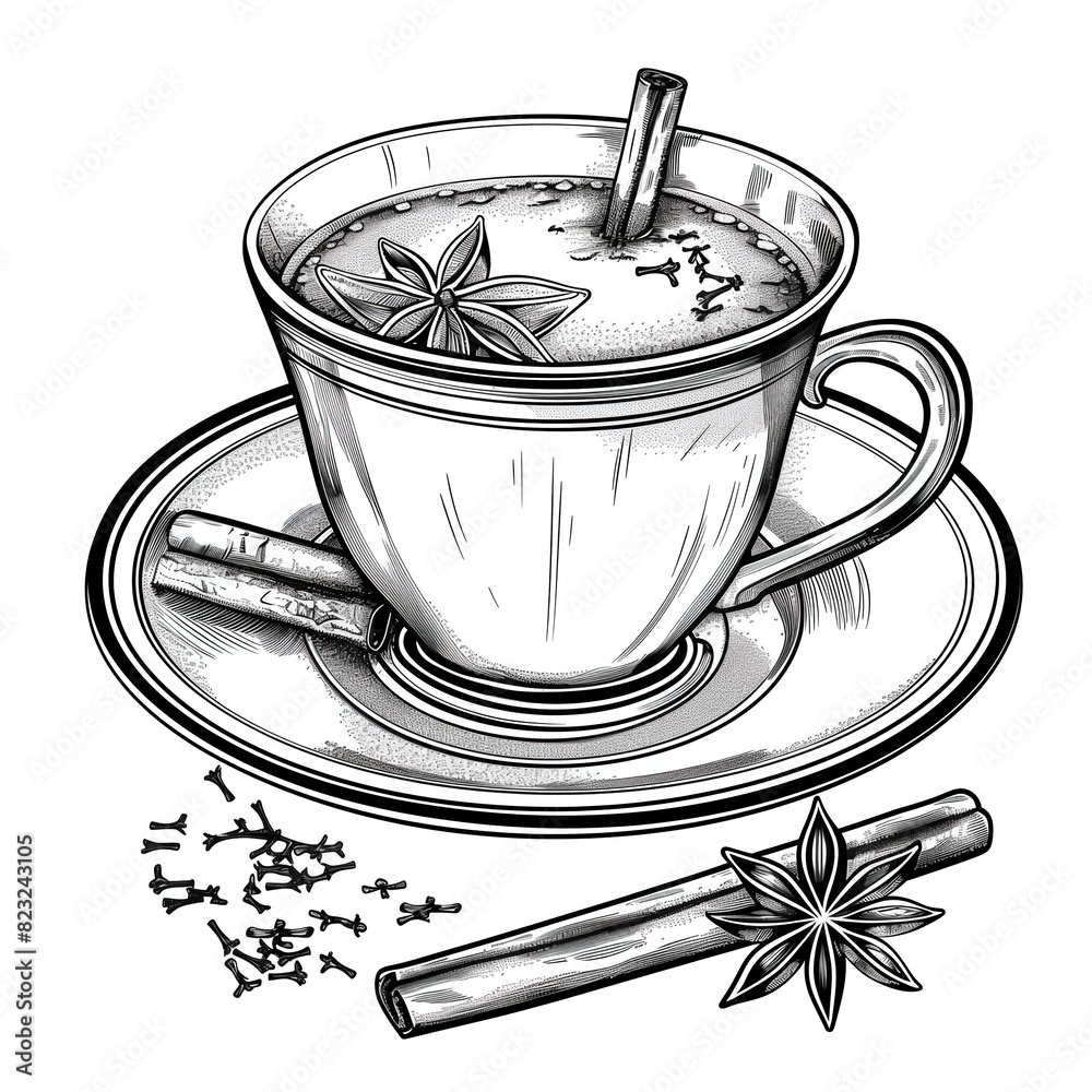 A Cup of Indian Milk Masala Chai Tea With Cinnamon Sticks and Star ...