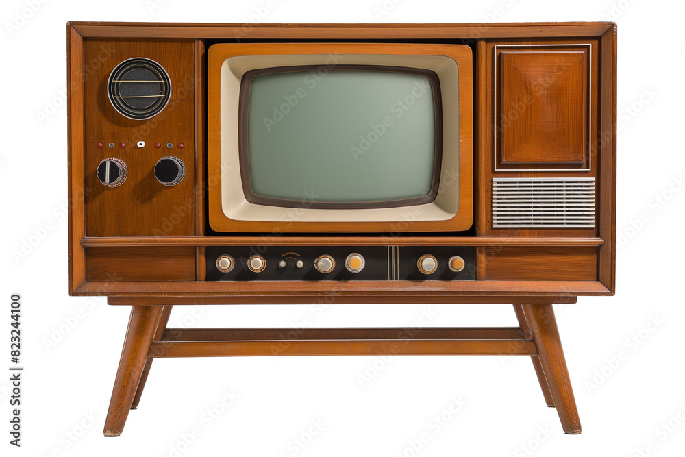 Vintage 1950s television set isolated on a transparent background ...