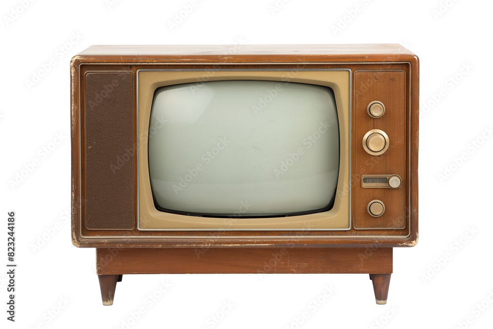 Vintage television set from the mid-20th century, isolated on a ...