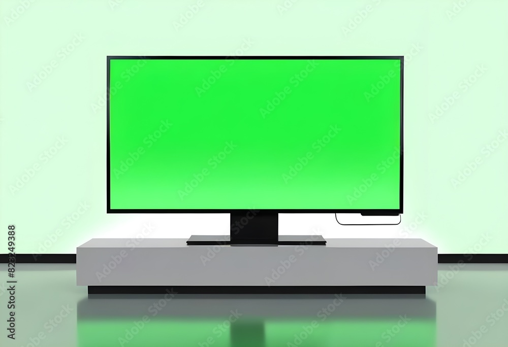 Realistic modern TV screen mockup. Lcd panel with green screen Digital ...