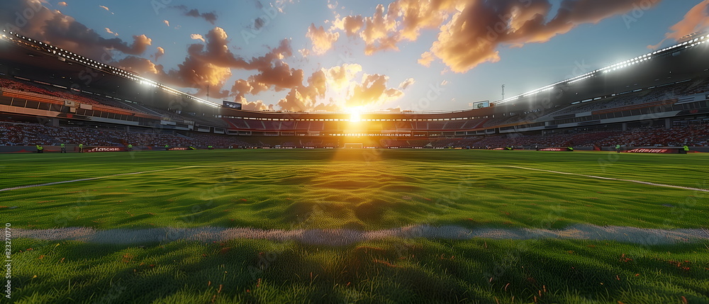 soccer field on green grass field under blue sky, football field ...