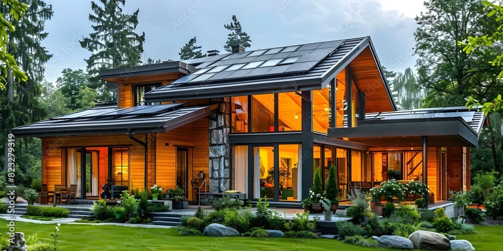 Eco-friendly House with Energy-efficient Features. Concept Sustainable ...