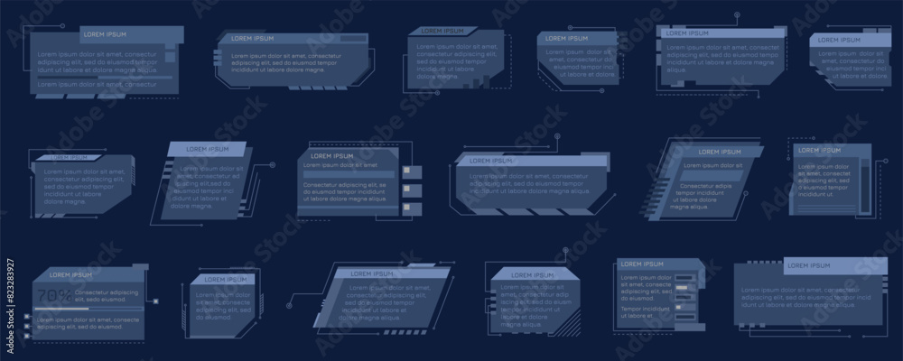 Hud callout titles. Futuristic text boxes, digital callouts bar labels ...