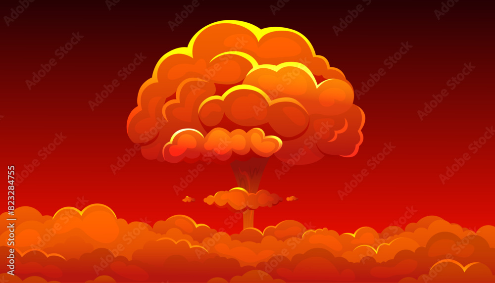 Nuclear explosion. Symbol of nuclear war, end of world. Atomic bomb ...