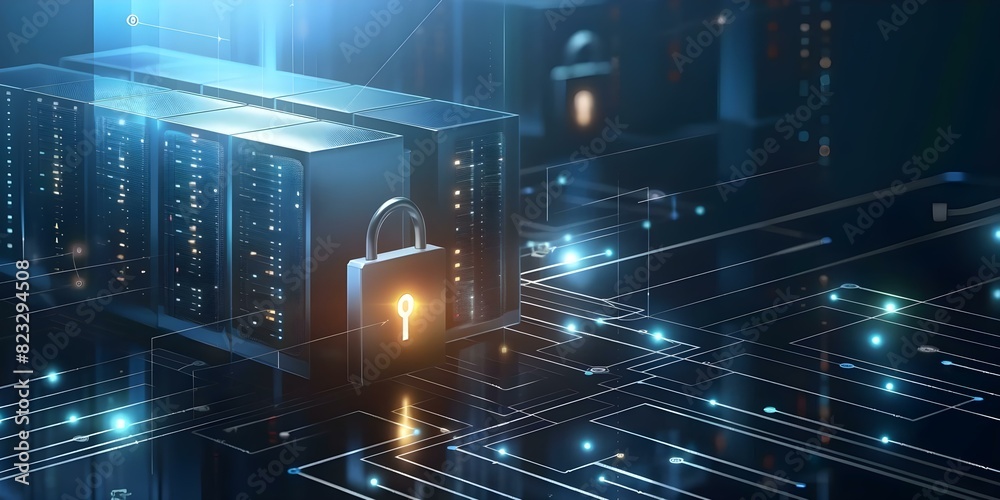 Isometric computer lock symbolizing web banners and online servers for ...