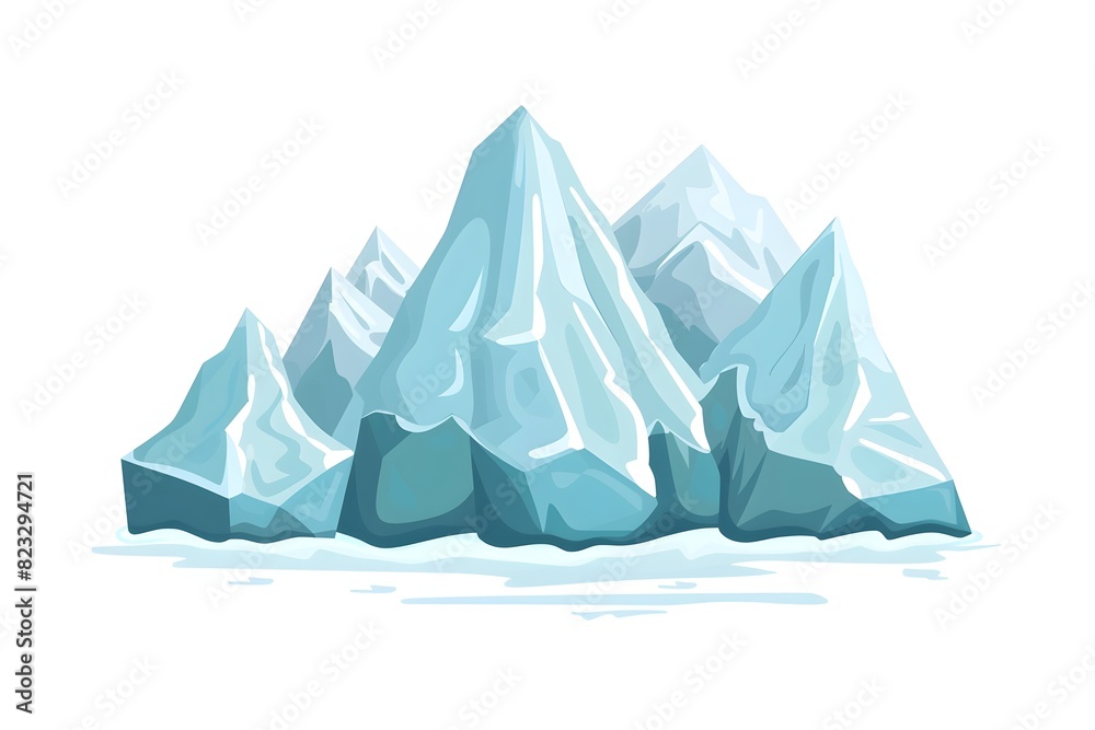 Cartoon Frozen Glaciers and Icy Mountain Peaks in a Flat Design ...