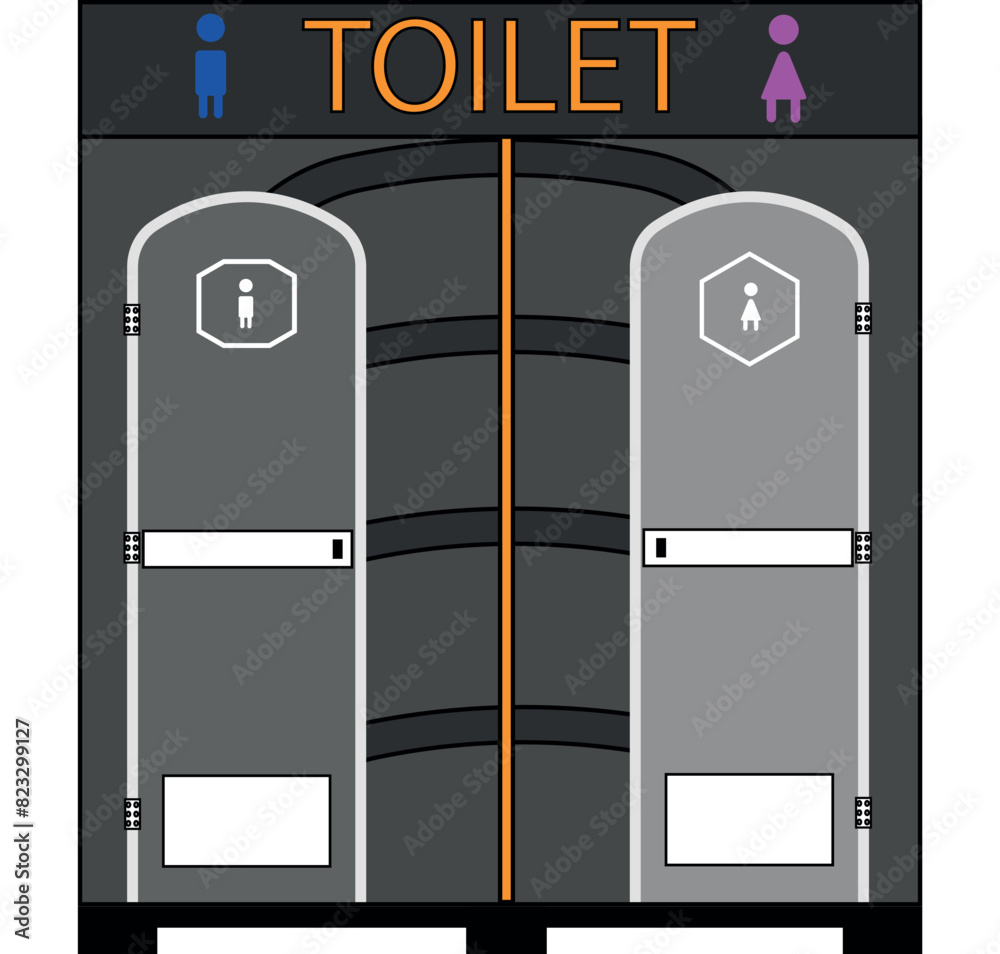 Icon of outdoor or outside portable double public toilets. Vector ...