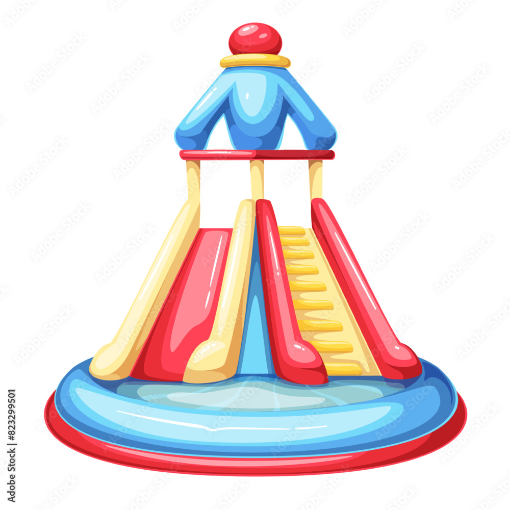 Inflatable bouncy slide with cartoon round swimming pool for children ...