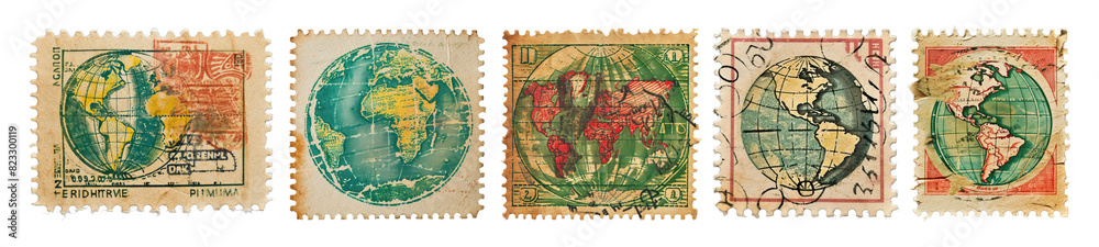 Vintage world postage stamps png on transparent background Stock Photo ...